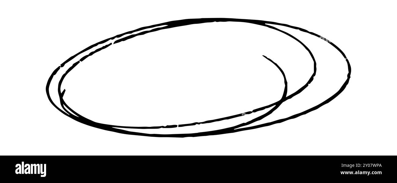 Doodle oval frame. Hand drawn circle pencil sketch. Vector scribble ...