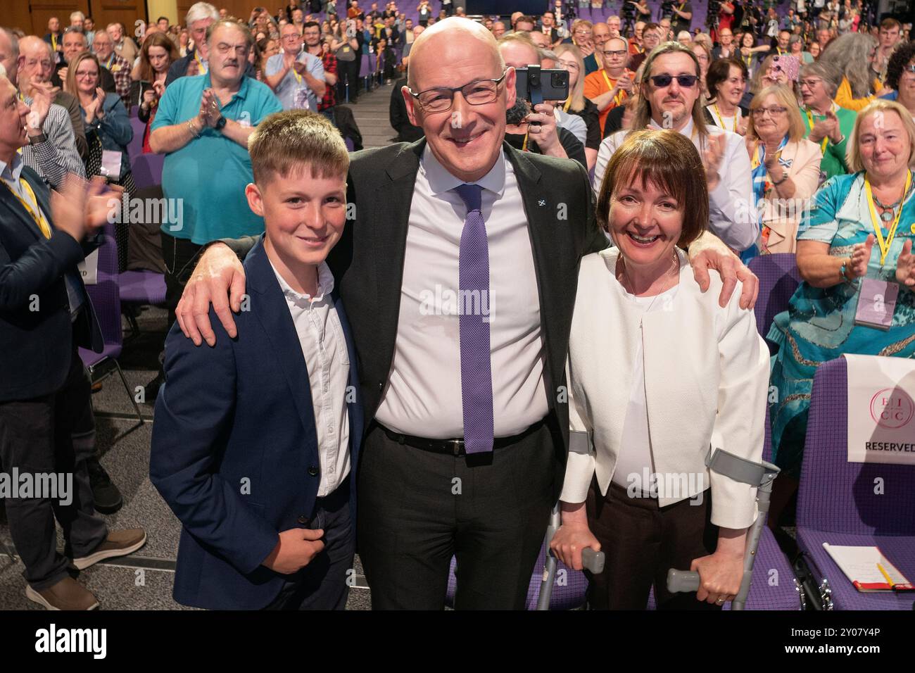 First Minister John Swinney with his wife Elizabeth and son Matthew ...