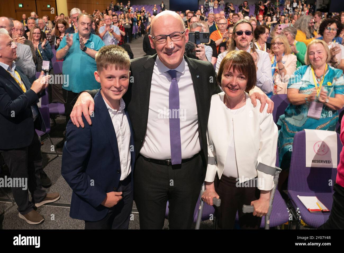 First Minister John Swinney with his wife Elizabeth and son Matthew ...