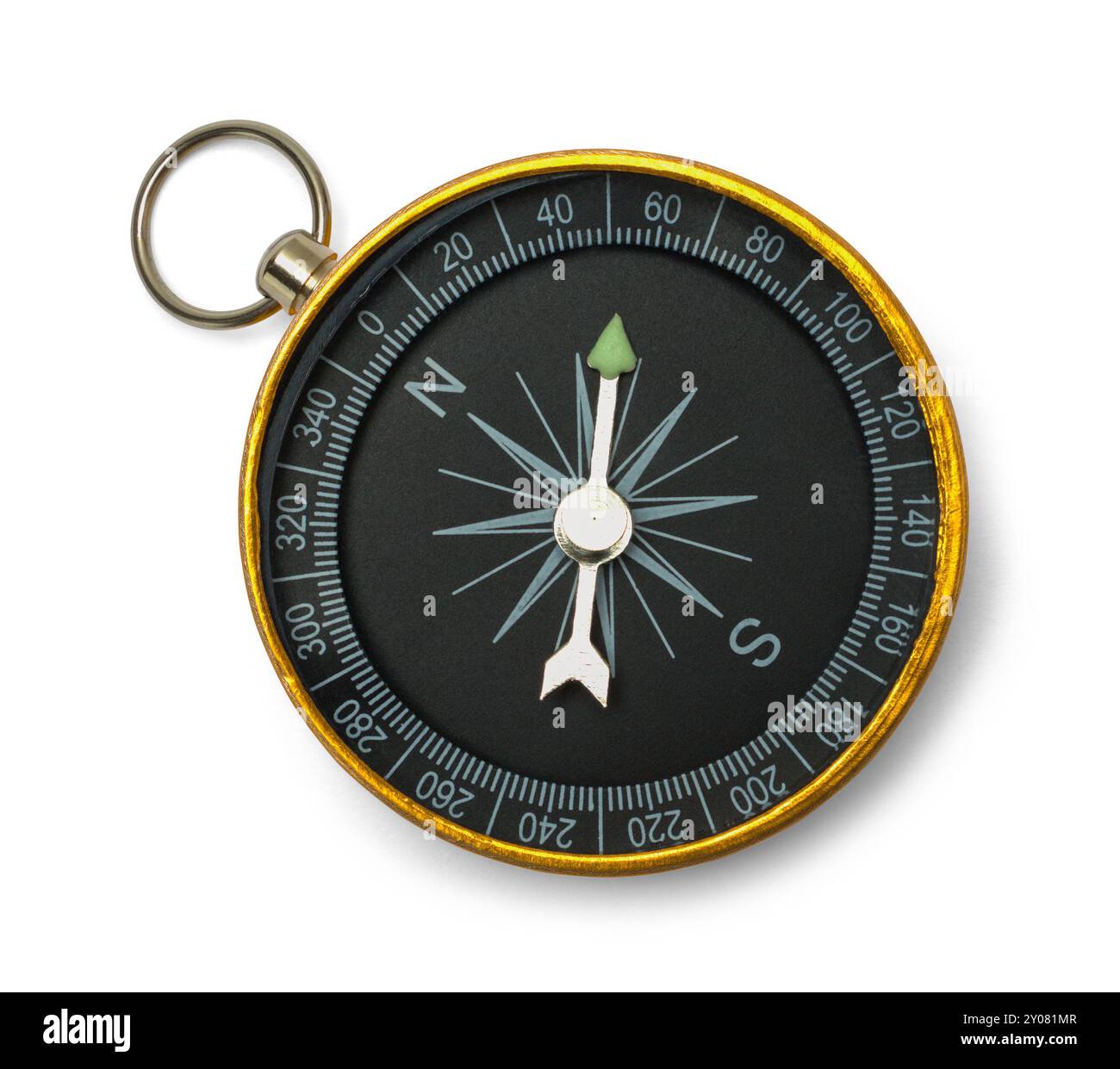 Gold Compass Top View Cut Out on White Stock Photo - Alamy