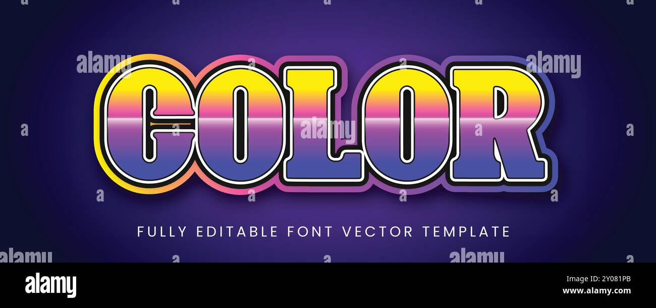 Color Neon Text Effect Editable Template Stock Vector Image & Art - Alamy