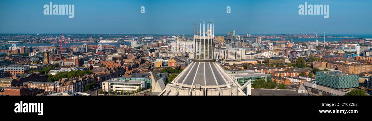 An aerial view of Liverpool, England, featuring Liverpool Metropolitan ...