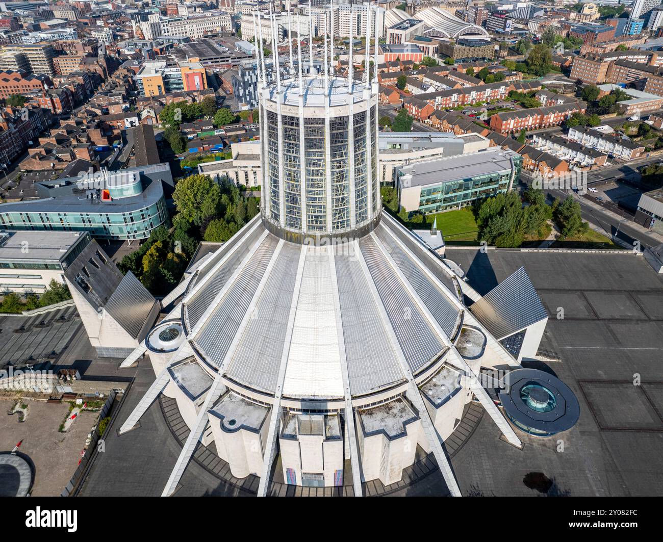 An aerial view of Liverpool, England, featuring Liverpool Metropolitan ...