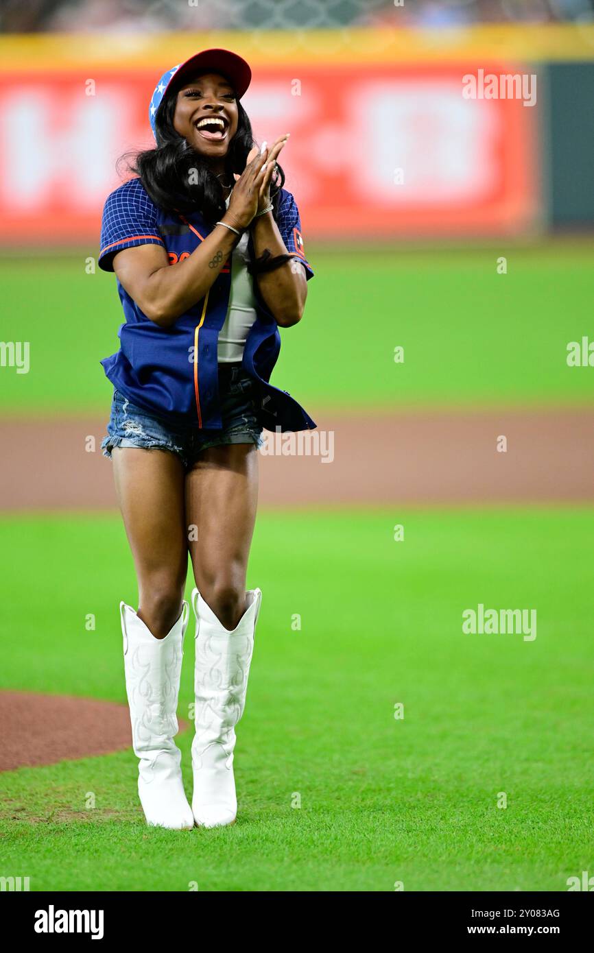 American Olympic Gold Medalist SIMONE BILES throws out the ceremonial ...