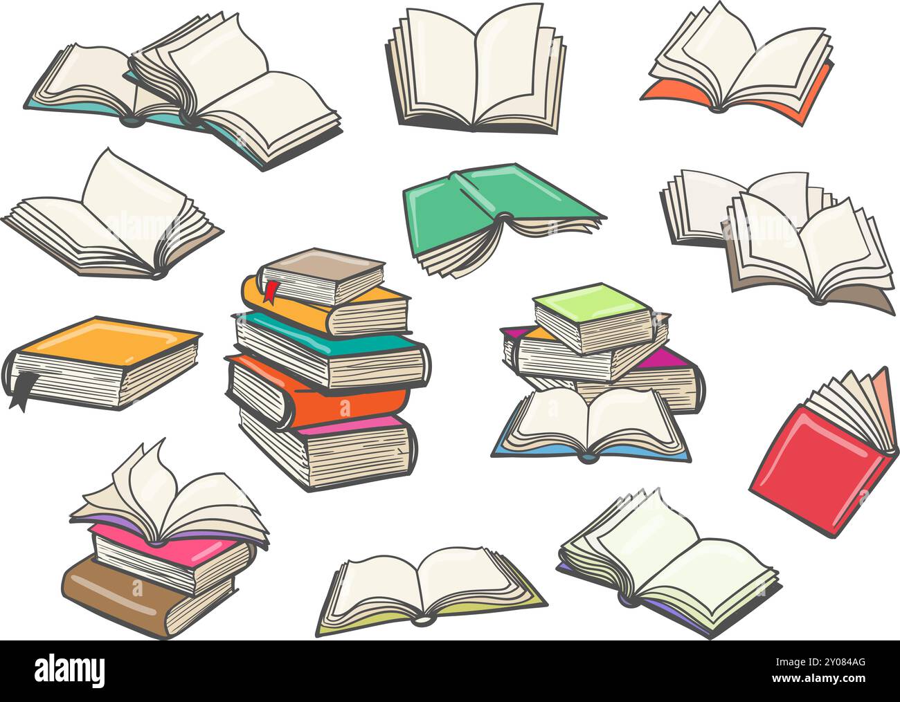 Group books hand design Stock Vector Images - Alamy