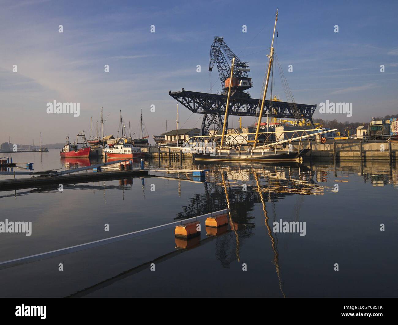 The city harbour in Rostock Stock Photo - Alamy
