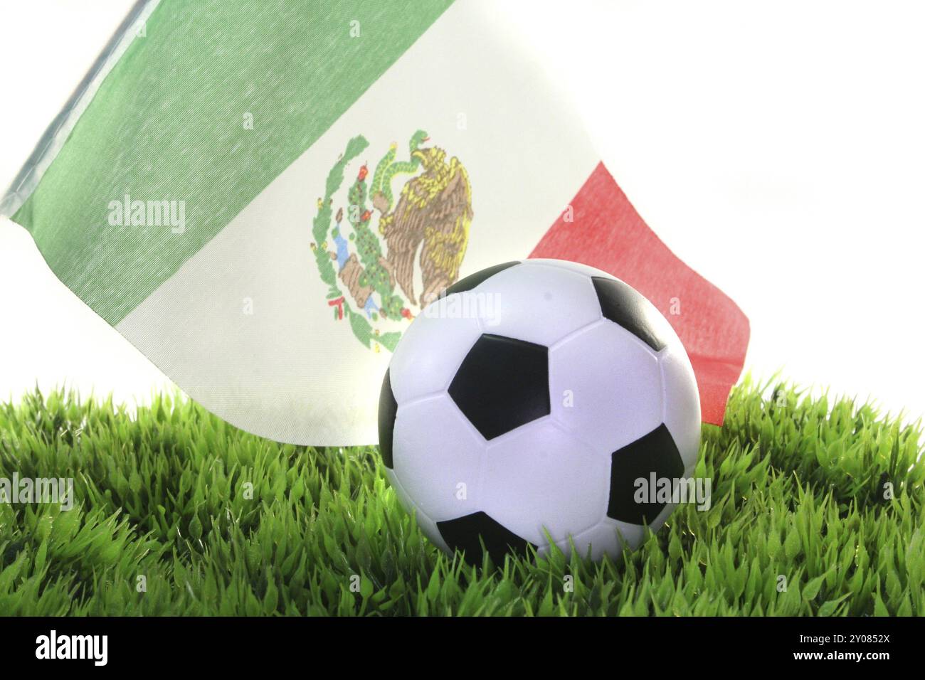 Flag of Mexico with football in a meadow Stock Photo - Alamy