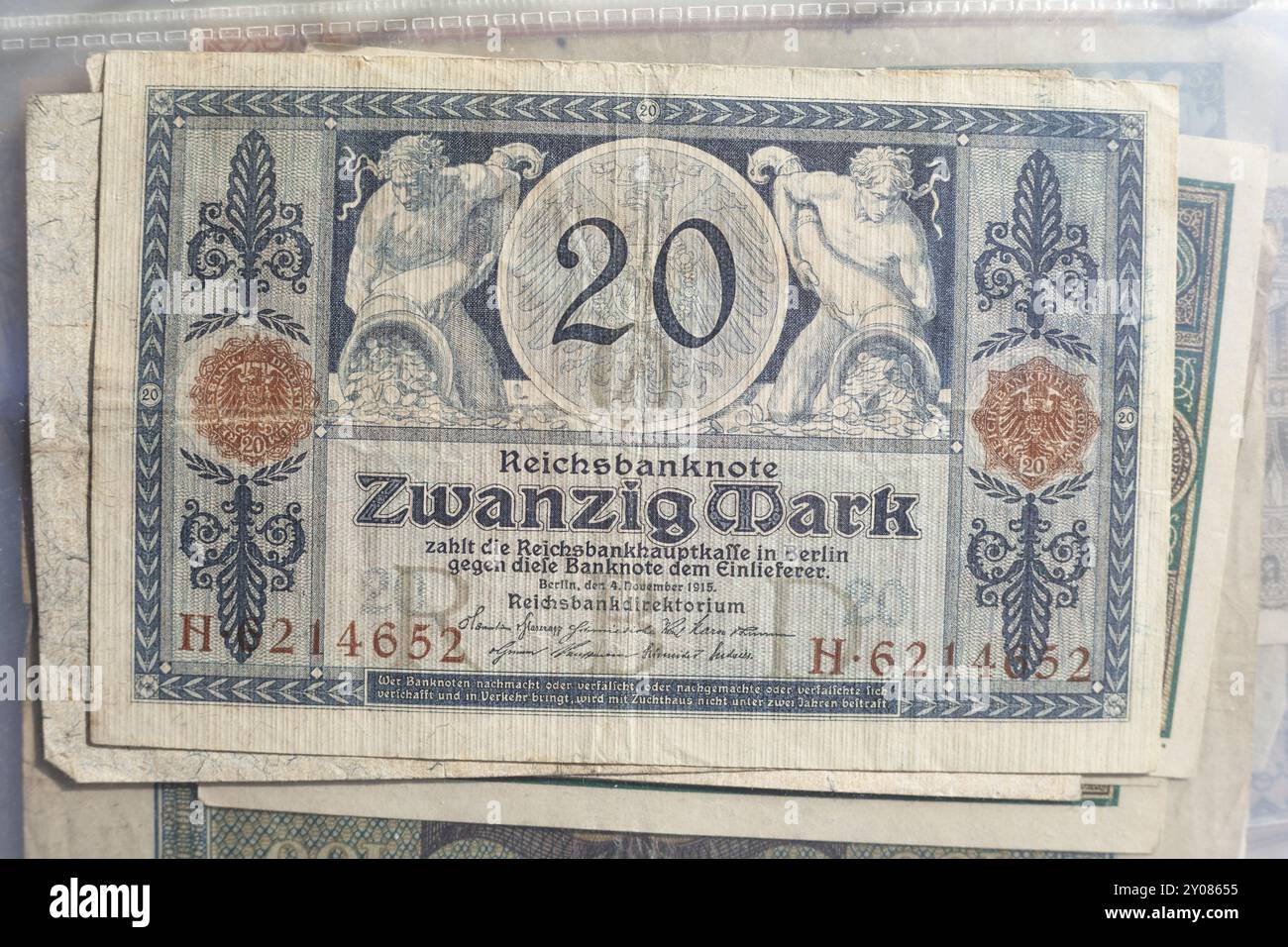 Historical banknote, Reichsbanknote, 20 Mark from 1918, German Reich ...