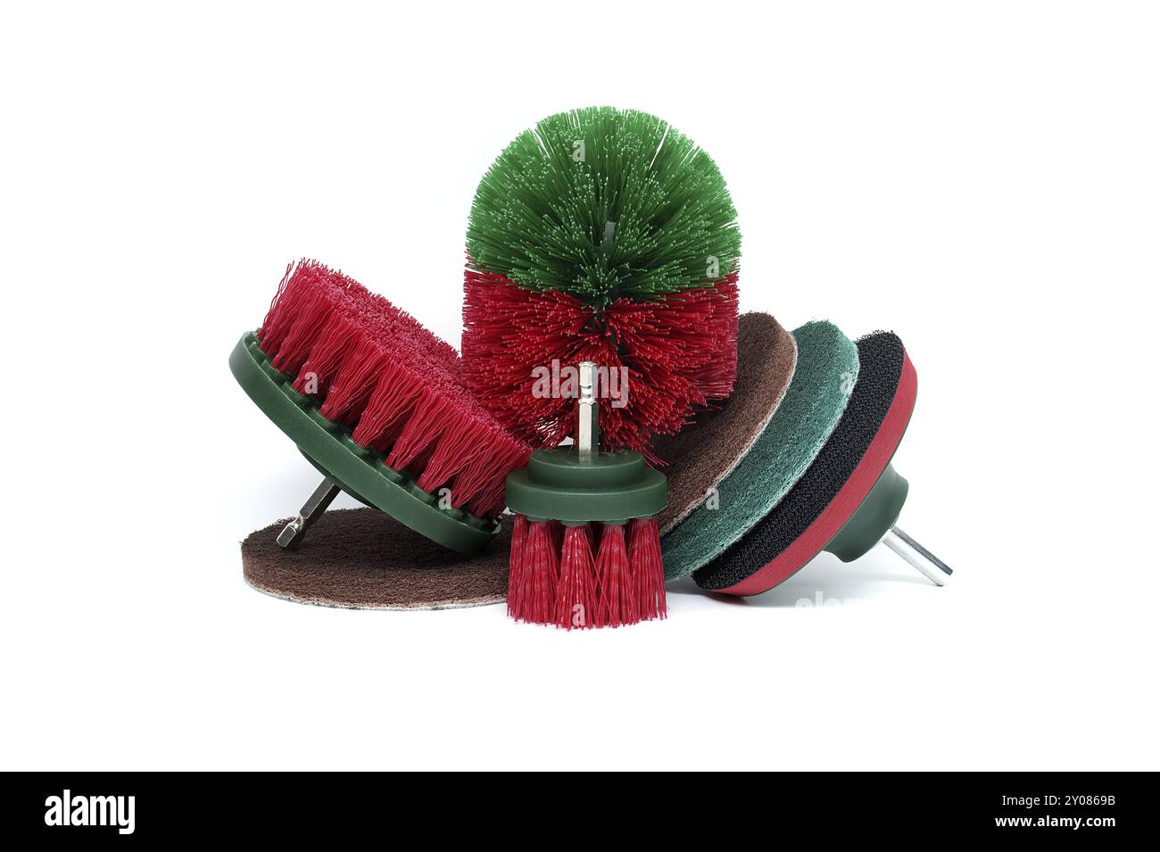 Brush attachments vith an hexagonal shal, round polishing pads with ...