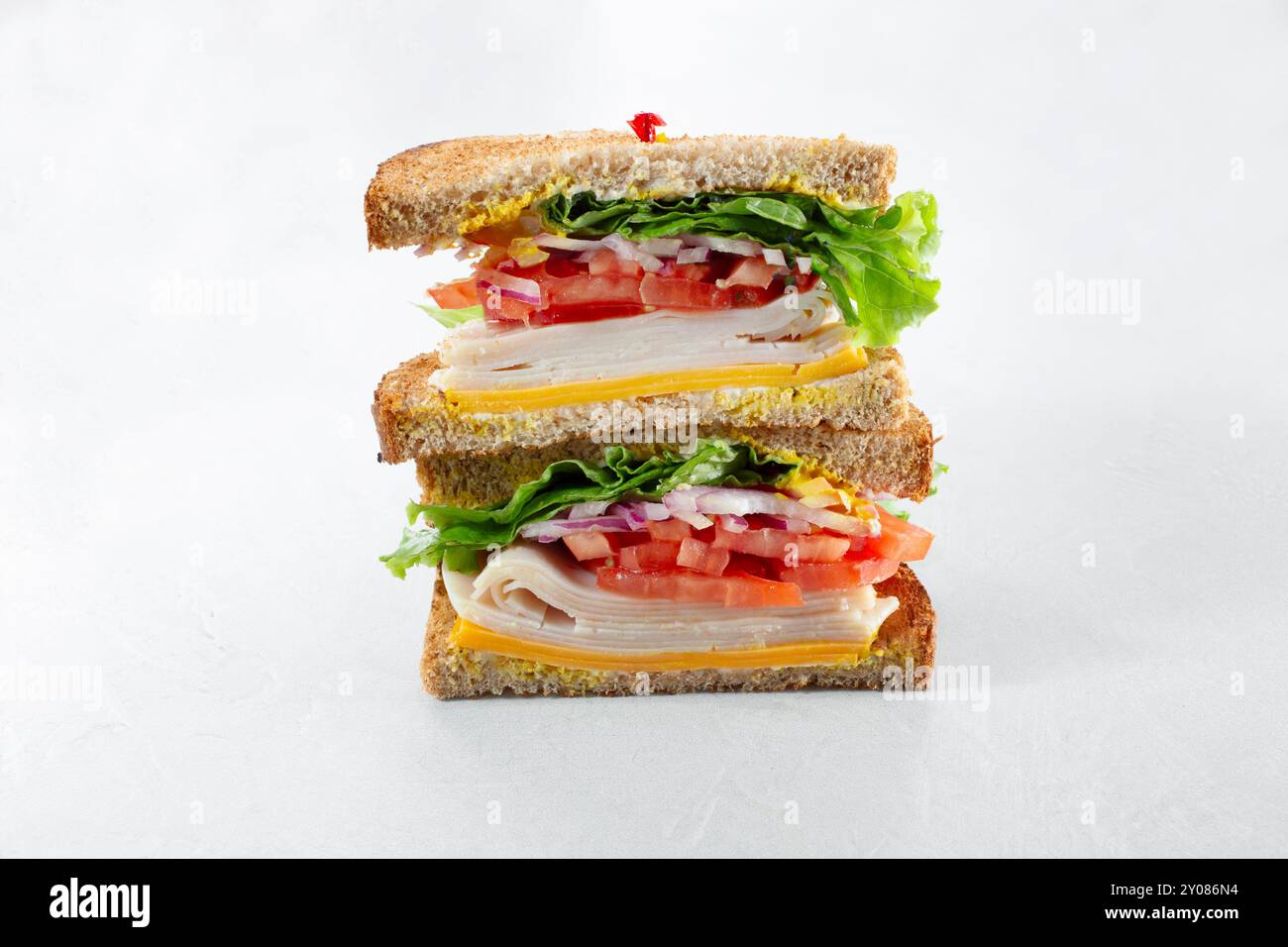 A view of a turkey sandwich in stack form Stock Photo - Alamy