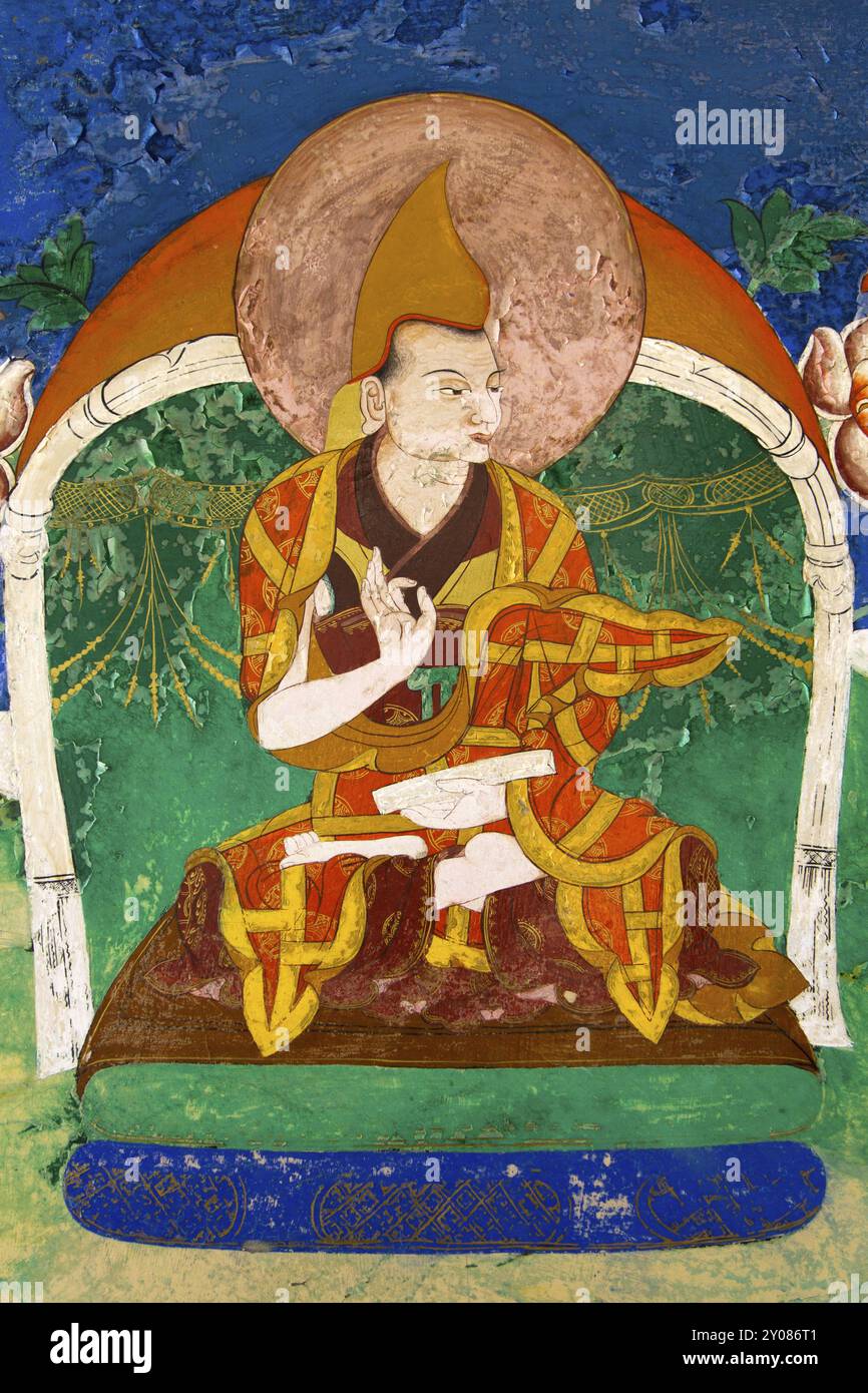 Wall painting in a monastery in Ladakh, India, Asia Stock Photo - Alamy