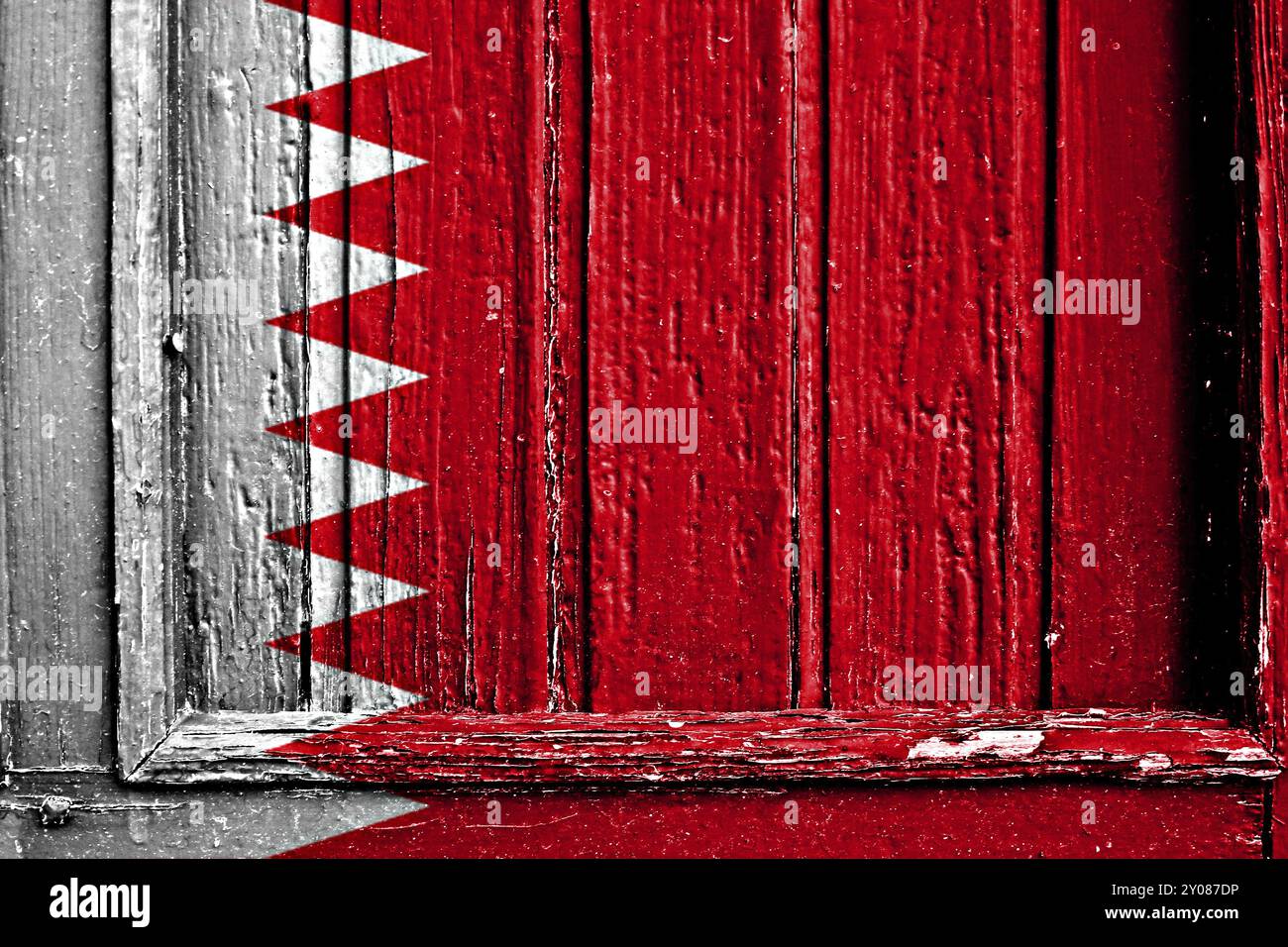 Flag of Bahrain painted on wooden frame Stock Photo - Alamy