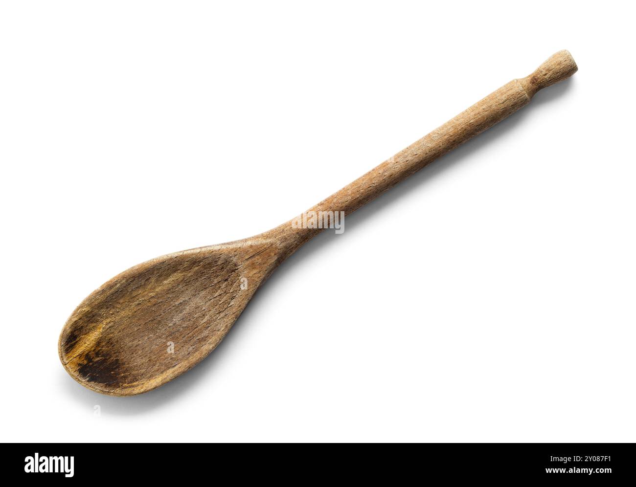 Old Used Wooedn Spoon Cut Out on White Stock Photo - Alamy