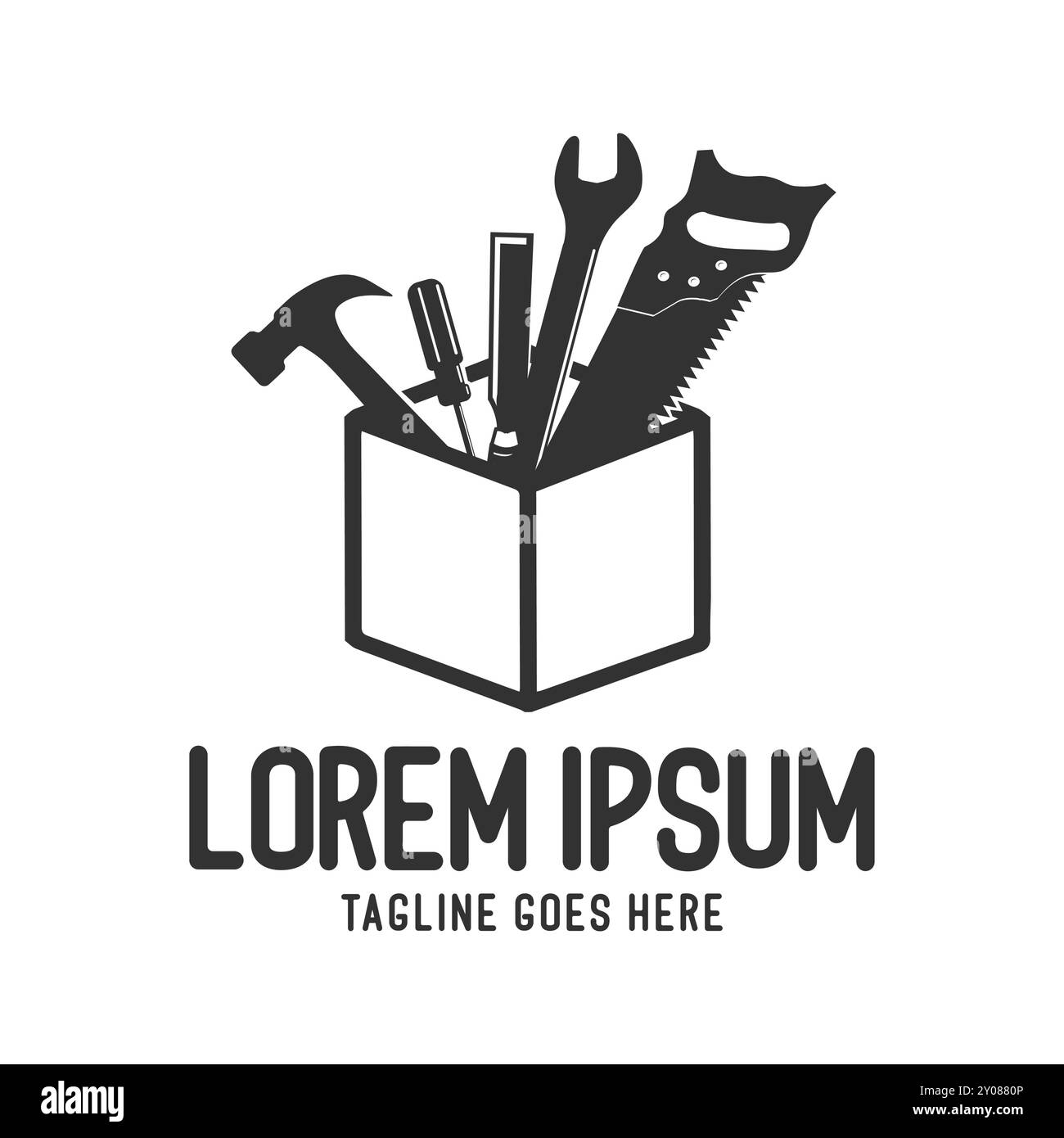 Vintage Retro Toolbox with Hammer Screwdriver Wrench Chisel and Saw for ...