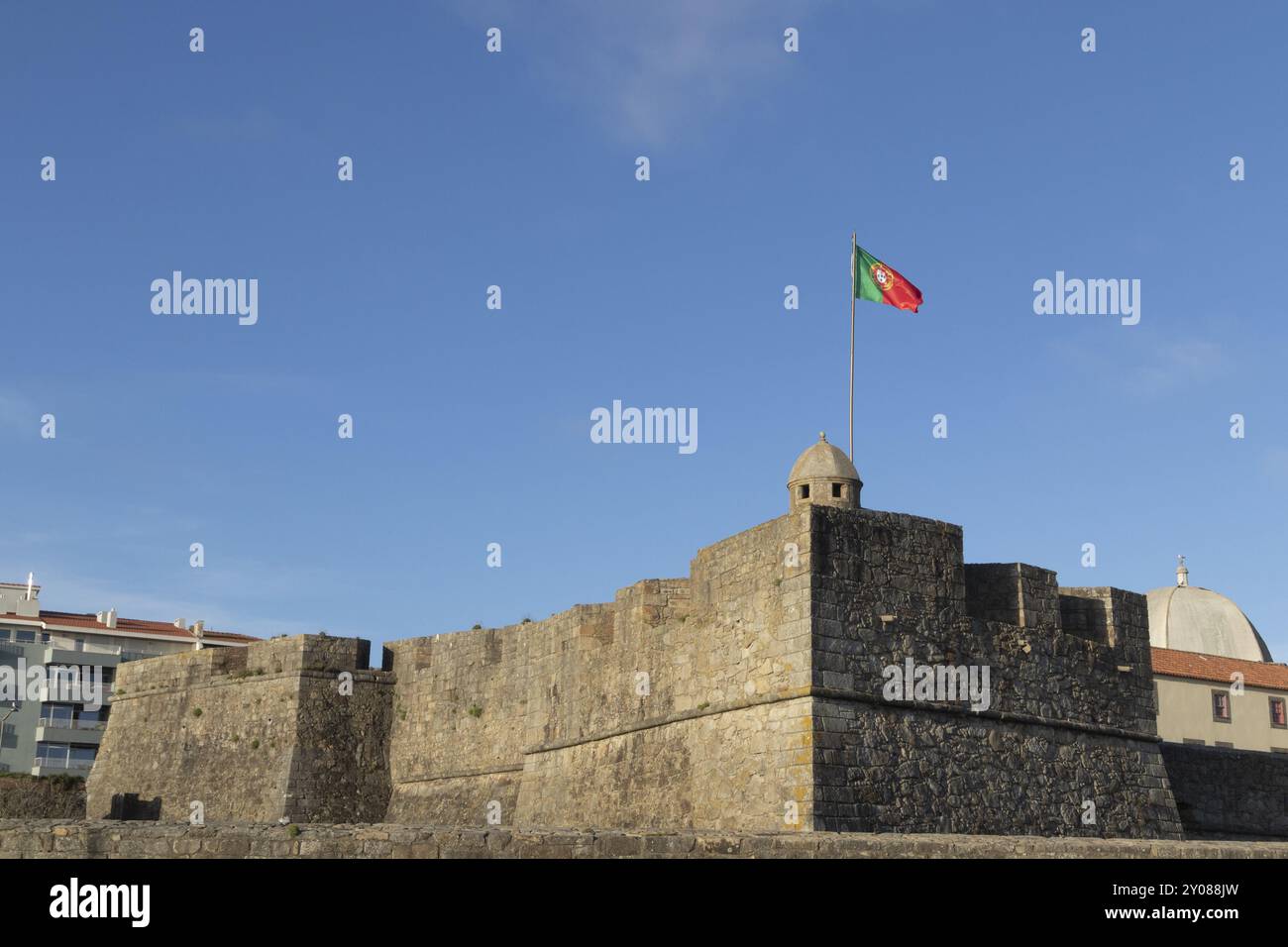 National flag on the historic Forte de Sao Joao Baptista fortress in ...