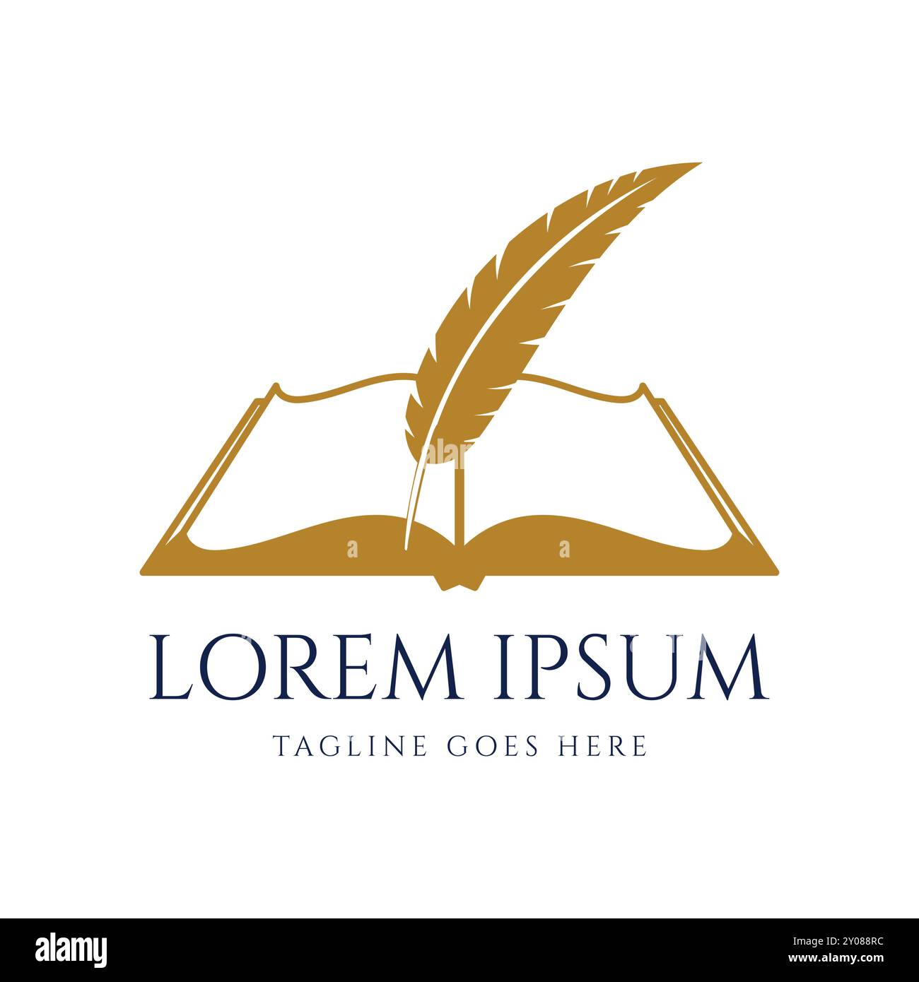 Simple Minimalist Quill Feather and Book for Notary Lawyer or Author ...