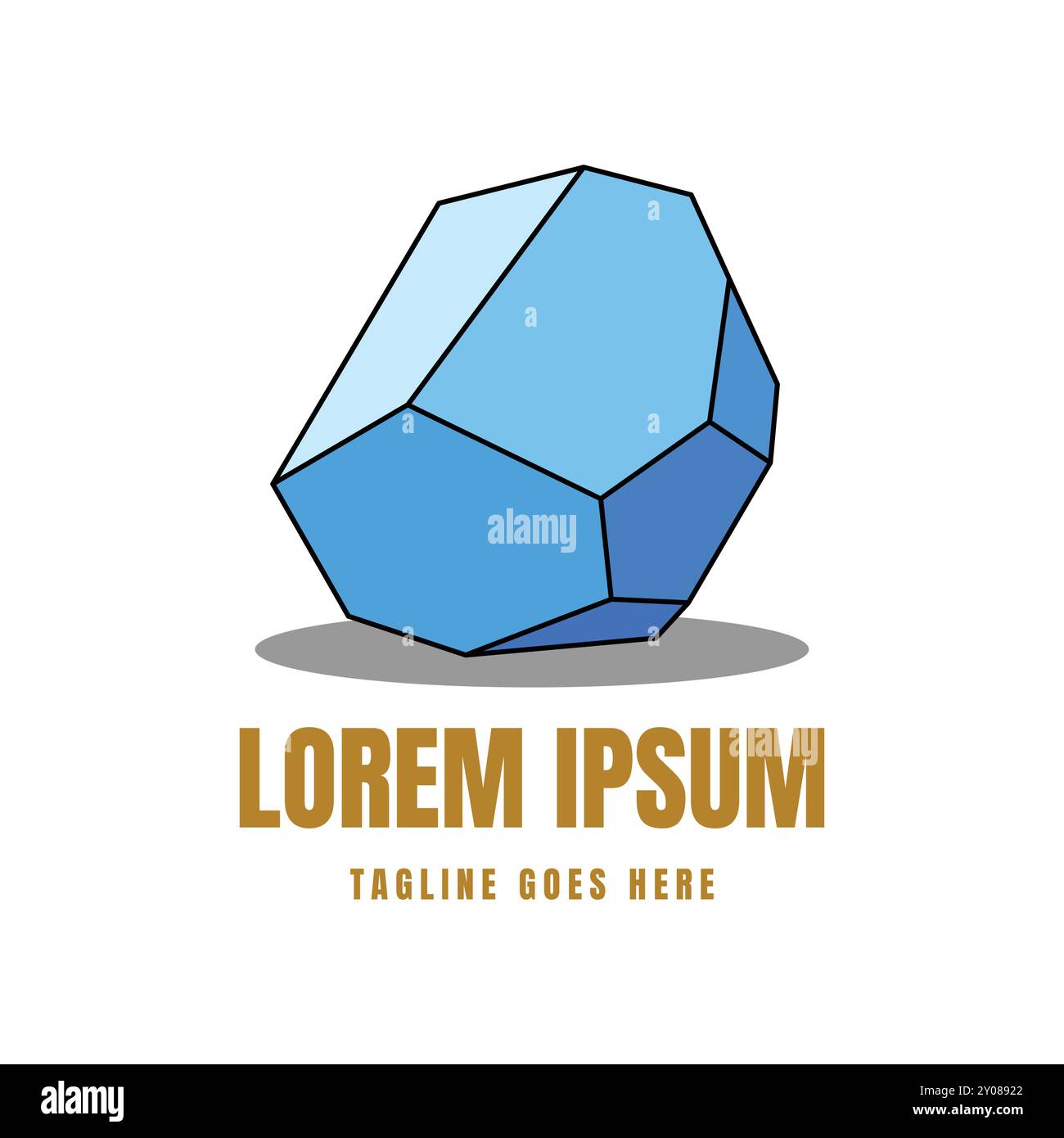 Simple Minimalist Geometric Blue Gem Stone Rock Icon Illustration ...