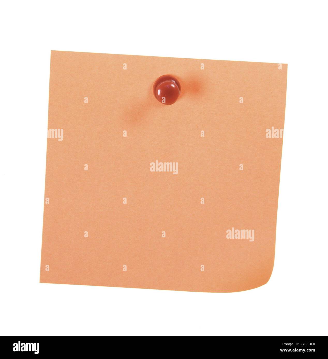 Orange Note With Red Clip Isolated On White Stock Photo - Alamy
