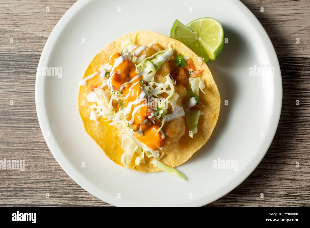 A top down view of a fish taco Stock Photo - Alamy
