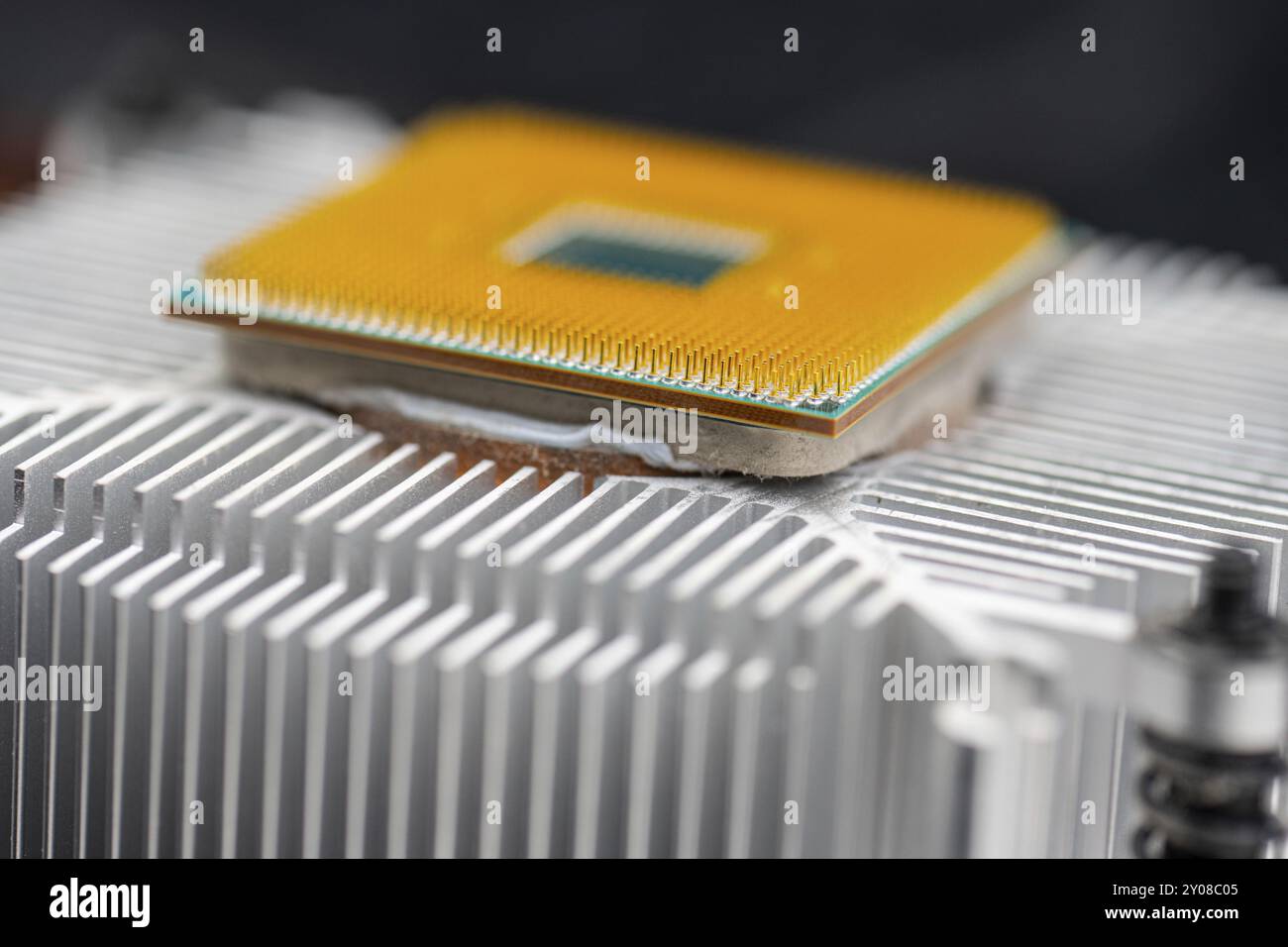 Back of a AMD socket AM4 CPU mounted on a cooler Stock Photo - Alamy