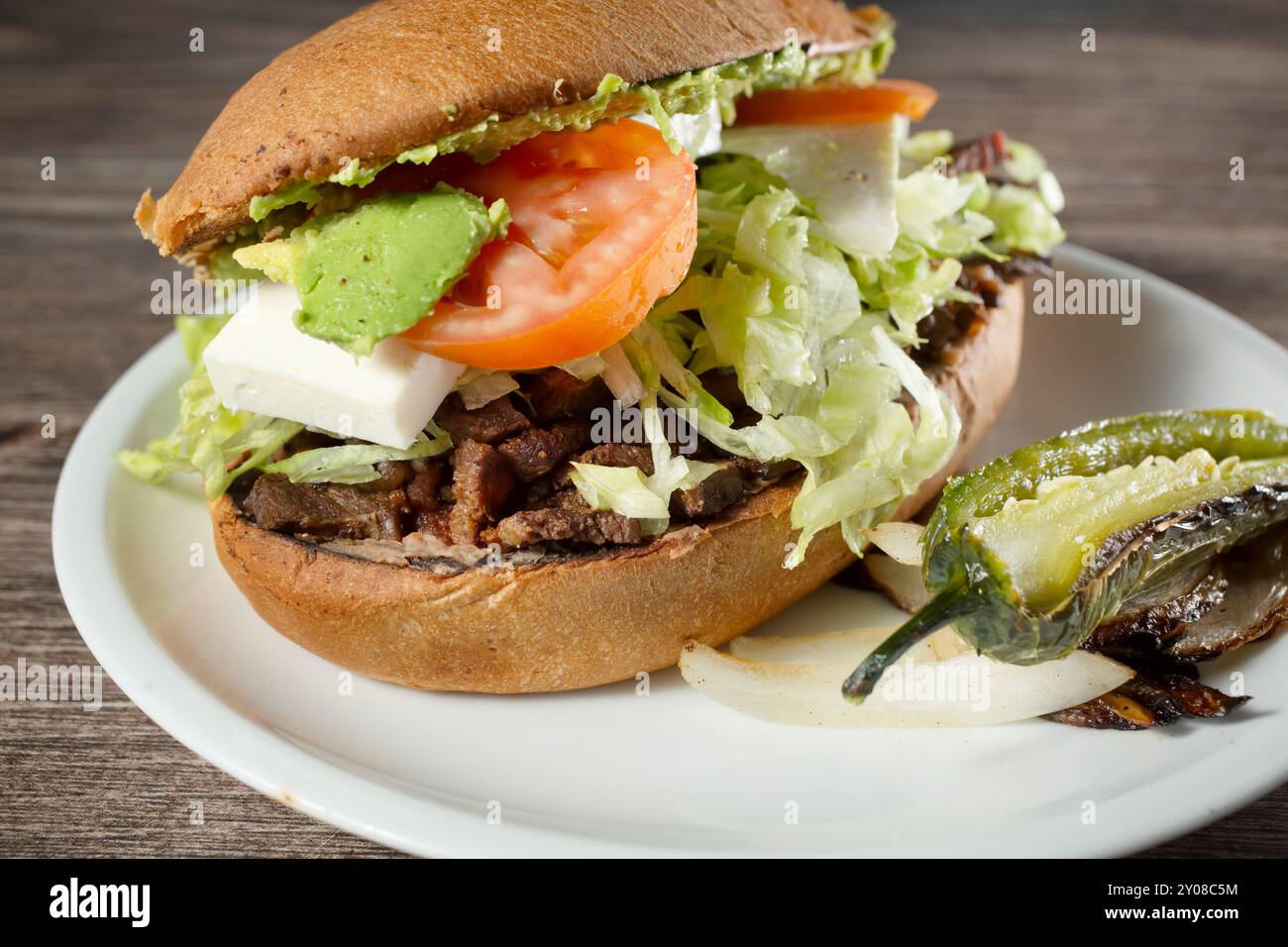 A view of a carne asada torta Stock Photo - Alamy