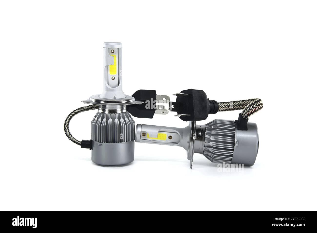 Car H4 LED headlight bulbs isolated on white background Stock Photo - Alamy