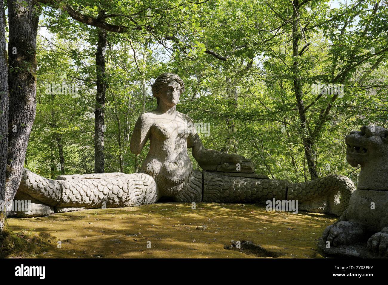 Siren and two lions, Sacro Bosco, Sacred Forest, Park of the Monsters ...