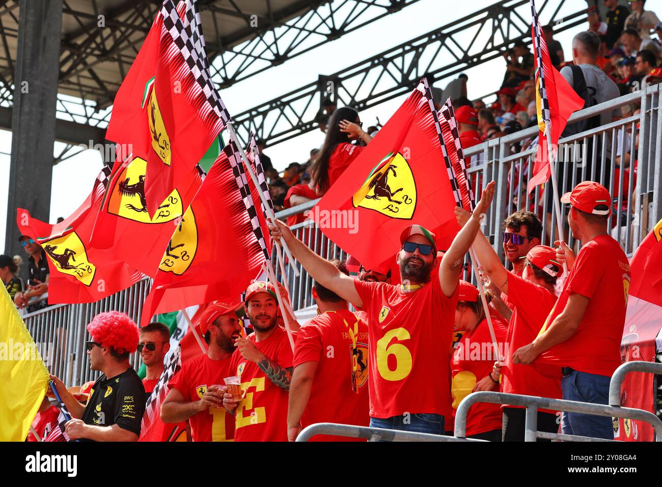 Monza, Italy. 01st Sep, 2024. Circuit atmosphere - Ferrari fans in the ...