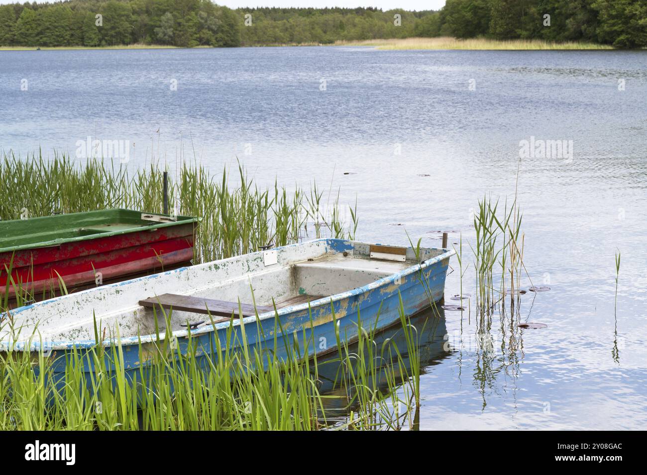 Old rowing boats in the Uckermark, East Germany Stock Photo - Alamy