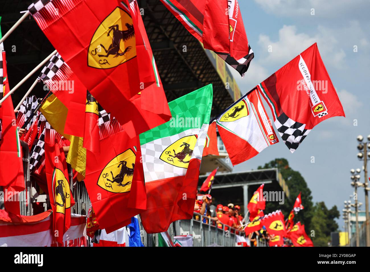 Monza, Italy. 01st Sep, 2024. Circuit atmosphere - Ferrari fans in the ...