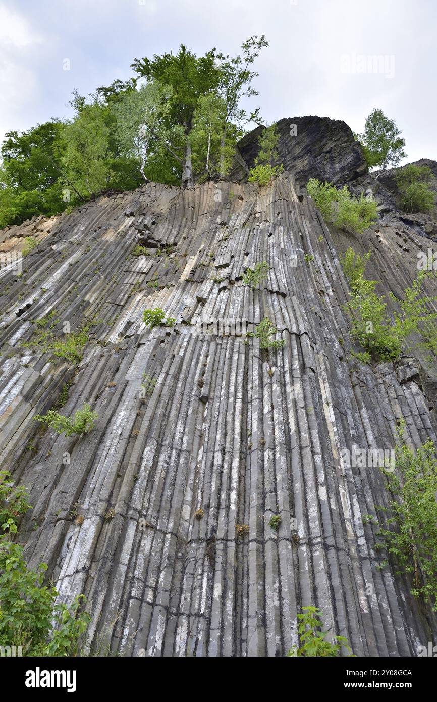 Basalt rock. Detail, geological. Zlaty vrch. The Goldberg in North ...