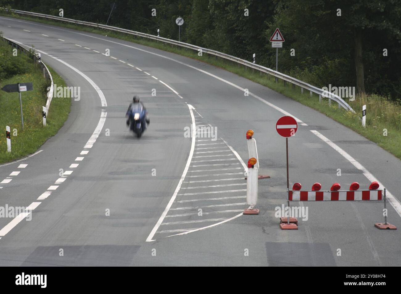 Construction site closure of a country road Stock Photo - Alamy