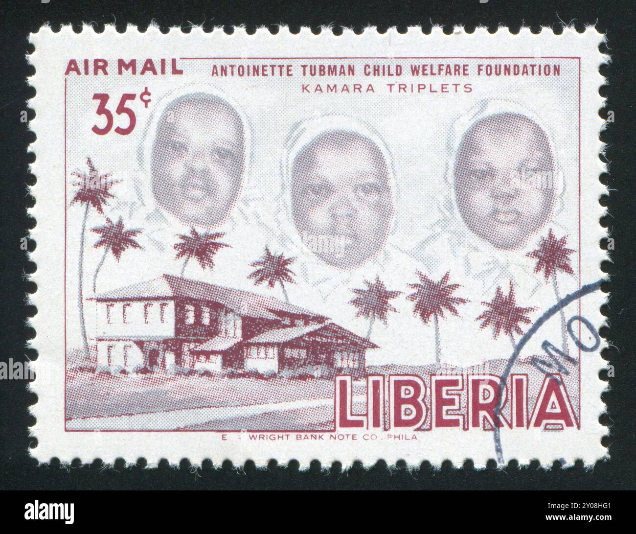 LIBERIA - CIRCA 1957: stamp printed by Liberia, shows The Kamara triplet, circa 1957 Stock Photo ...