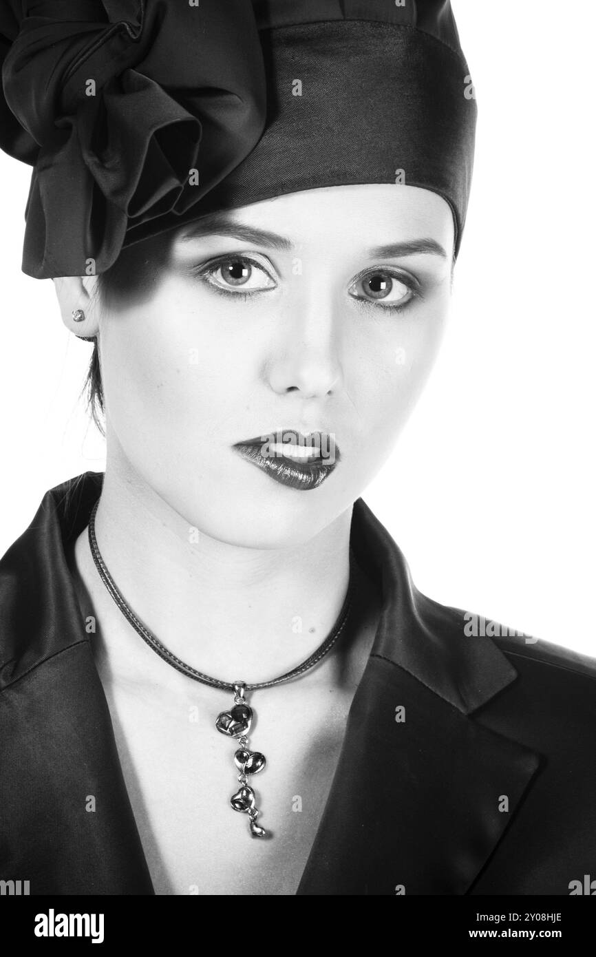 Old-fashioned lady. Isolated on white Stock Photo - Alamy