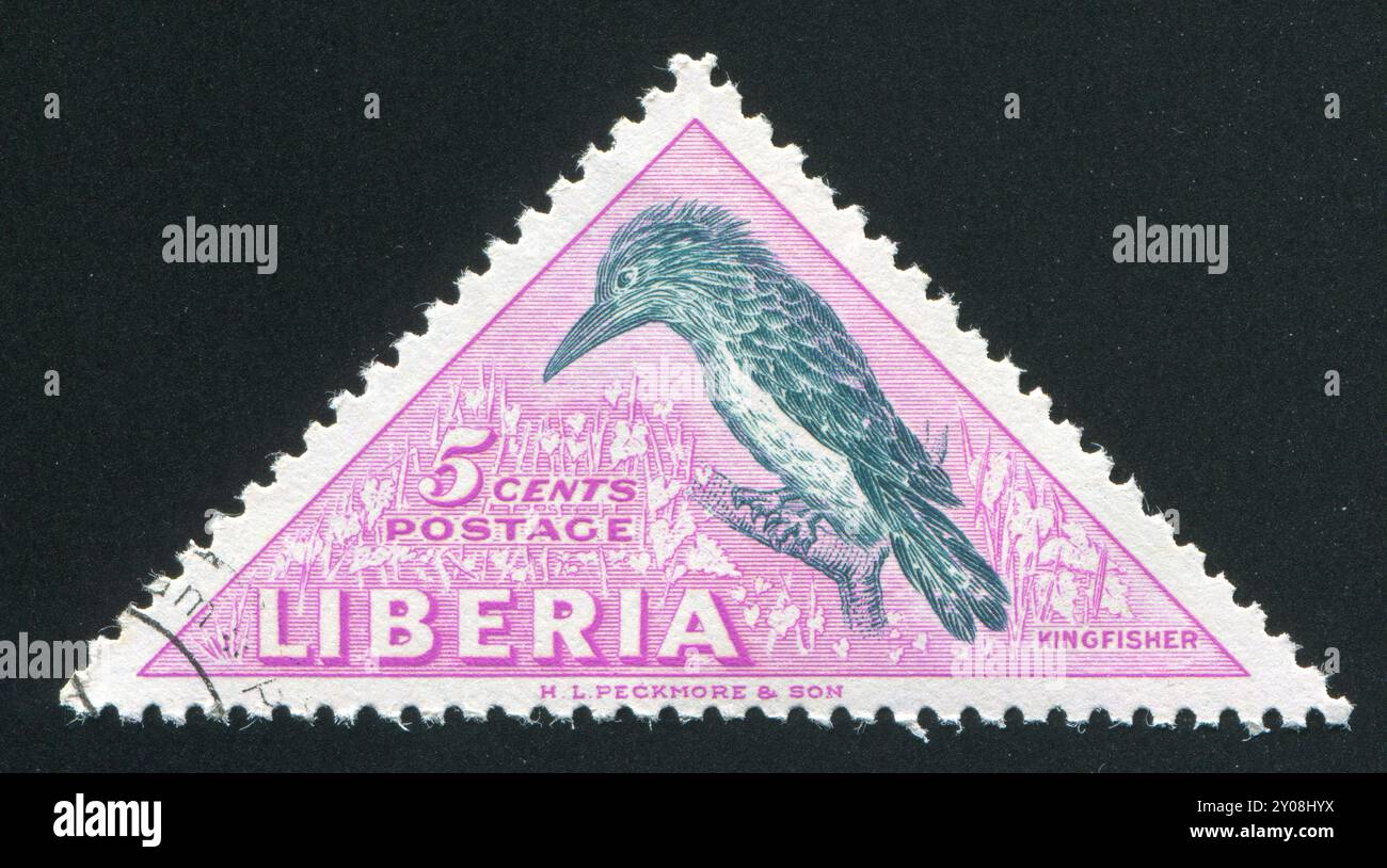 LIBERIA - CIRCA 1953: stamp printed by Liberia, shows Kingfisher, circa 1953 Stock Photo - Alamy