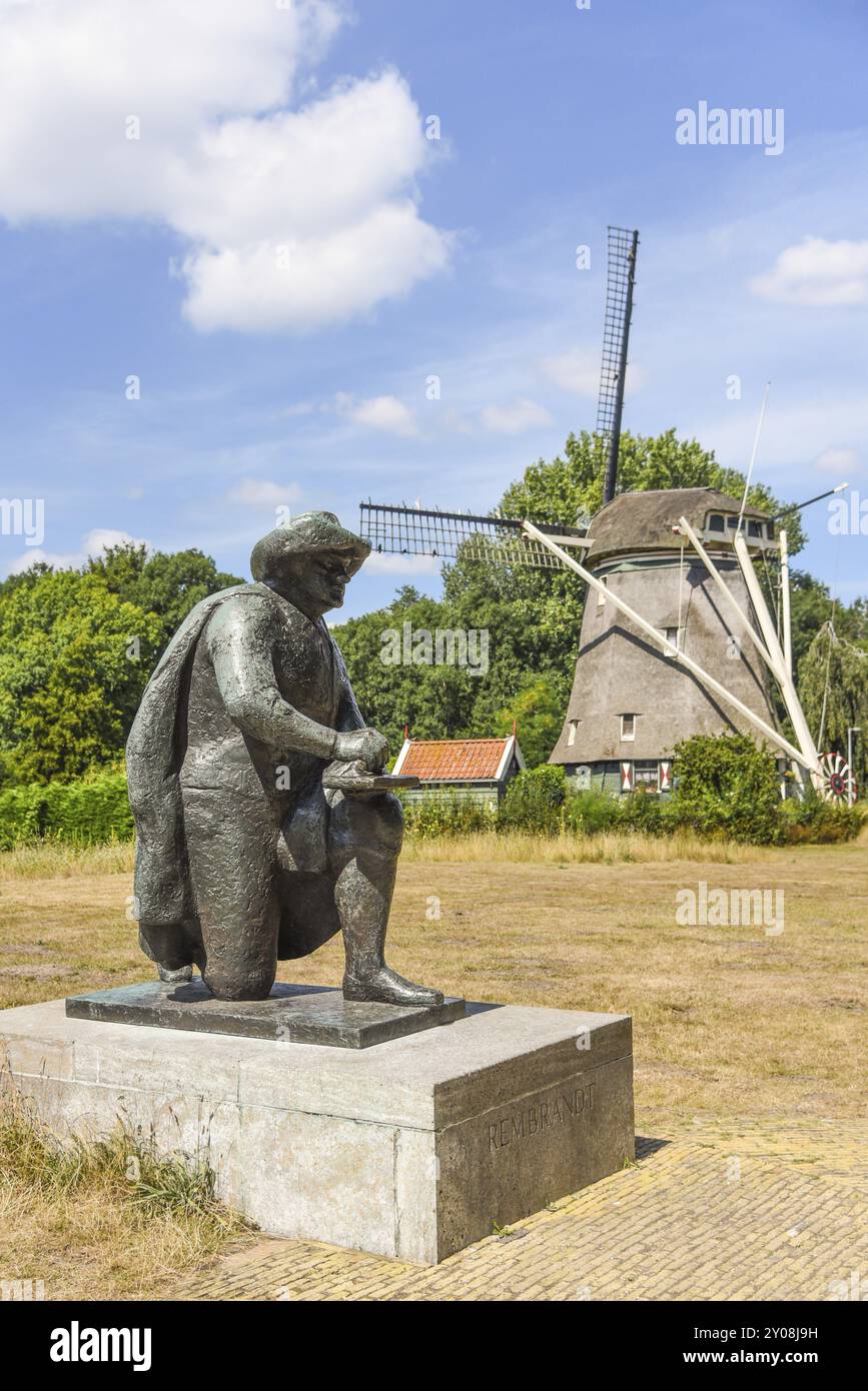 Amsterdam, Netherlands. August 2022. The Riekermolen with a sculpture ...