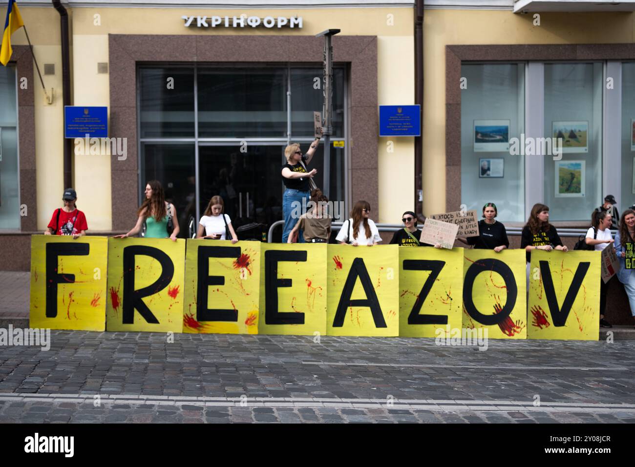 Kyiv, Ukraine. September 1st 2024, Kyiv, Ukraine. A sign reading "Free ...