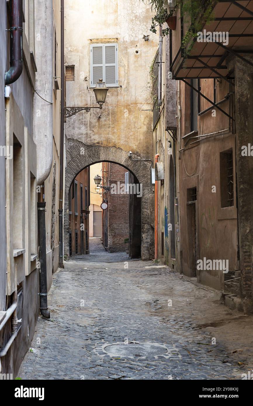 Typical alley in the historic centre of Rome, Italy, Europe Stock Photo ...