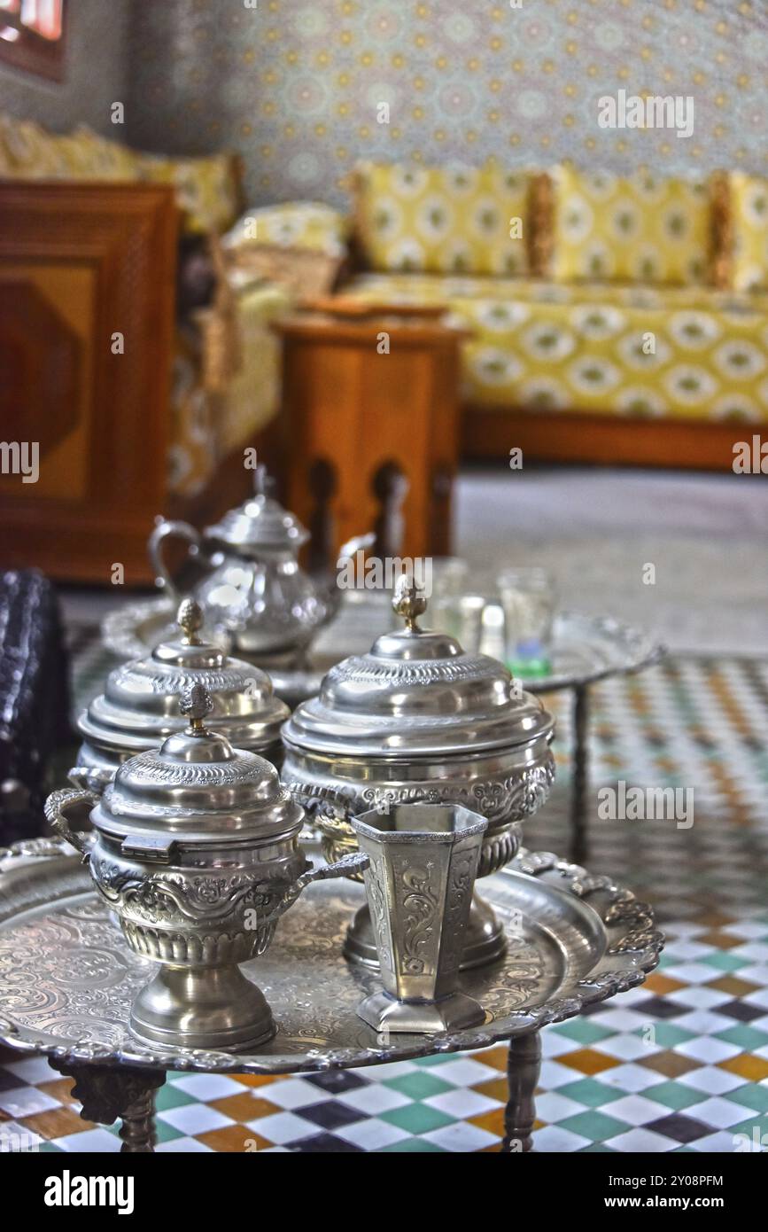 AGADIR, MOROCCO, OCT 1, 2016: Traditional Moroccan interior design ...