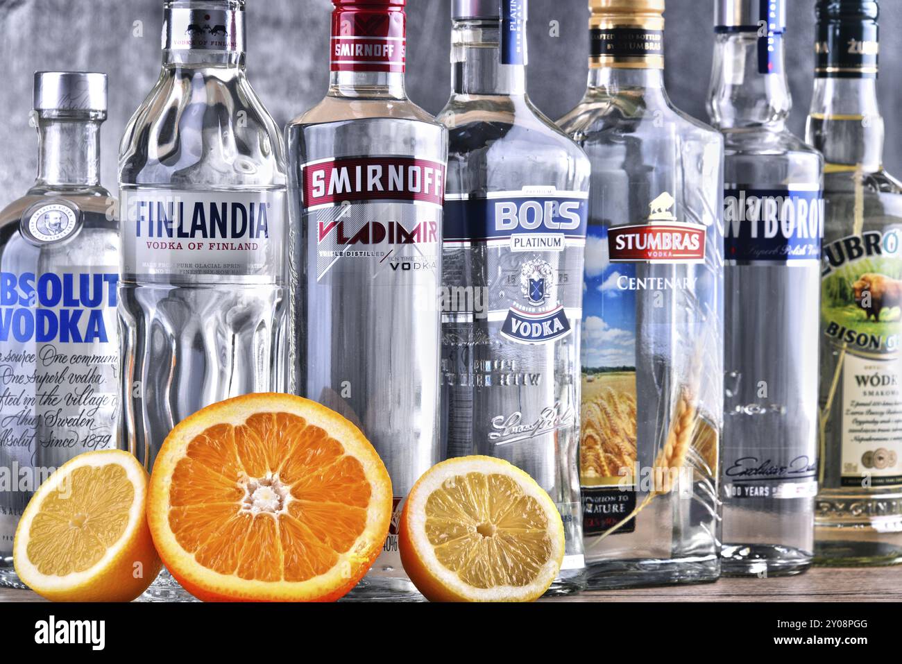 Bottles of several global brands of vodka Stock Photo - Alamy