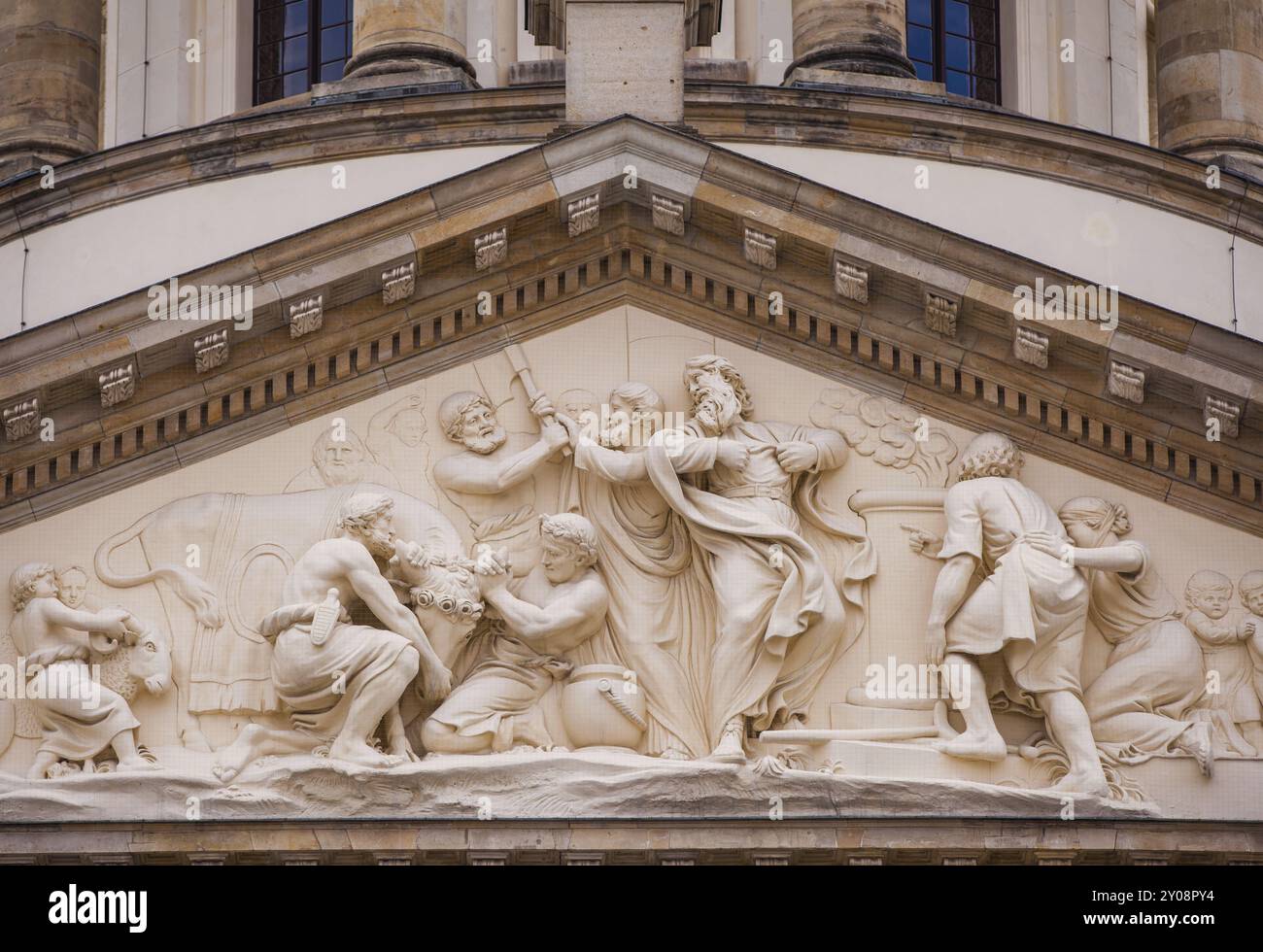 Pediment above an entrance of the cathedral hi-res stock photography ...