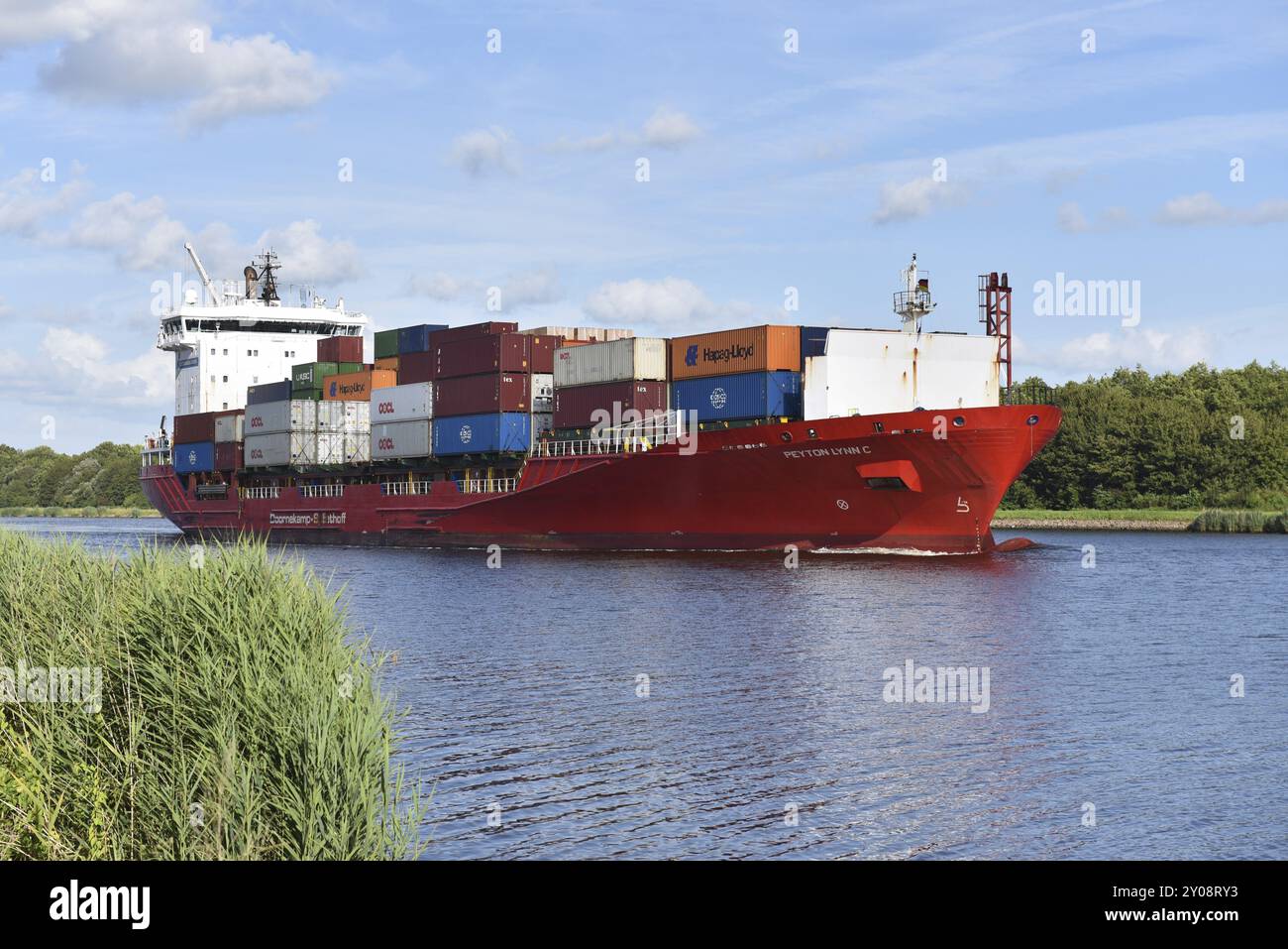 Container ship Peyton Lynn C travelling through the Kiel Canal, Kiel ...