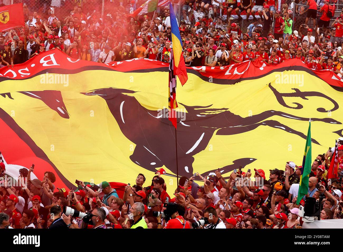 Monza, Italy. 1st Sep, 2024. Fans during podium ceremony, F1 Grand Prix ...