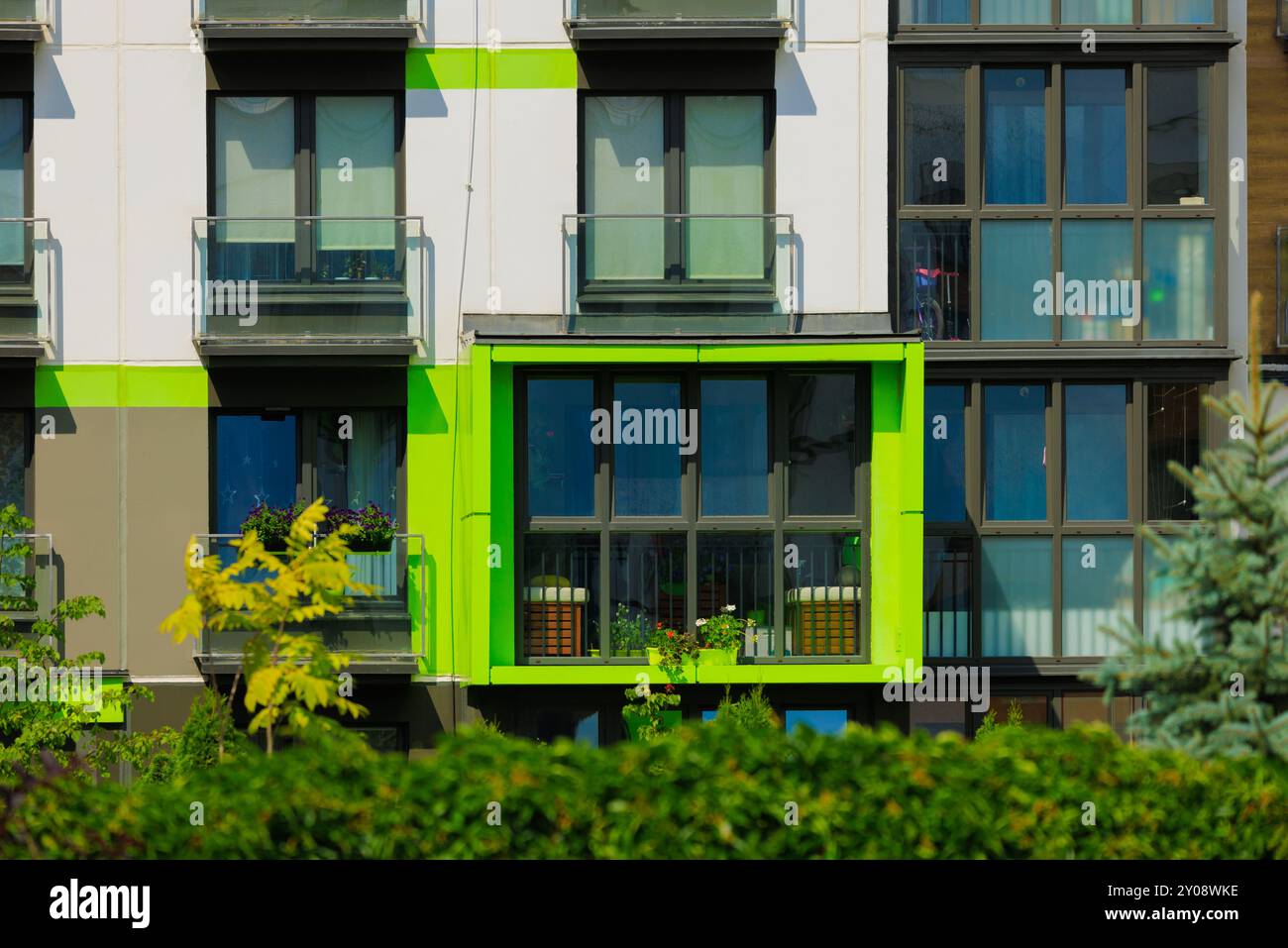 Elements of architectural decorations of buildings, modern windows ...