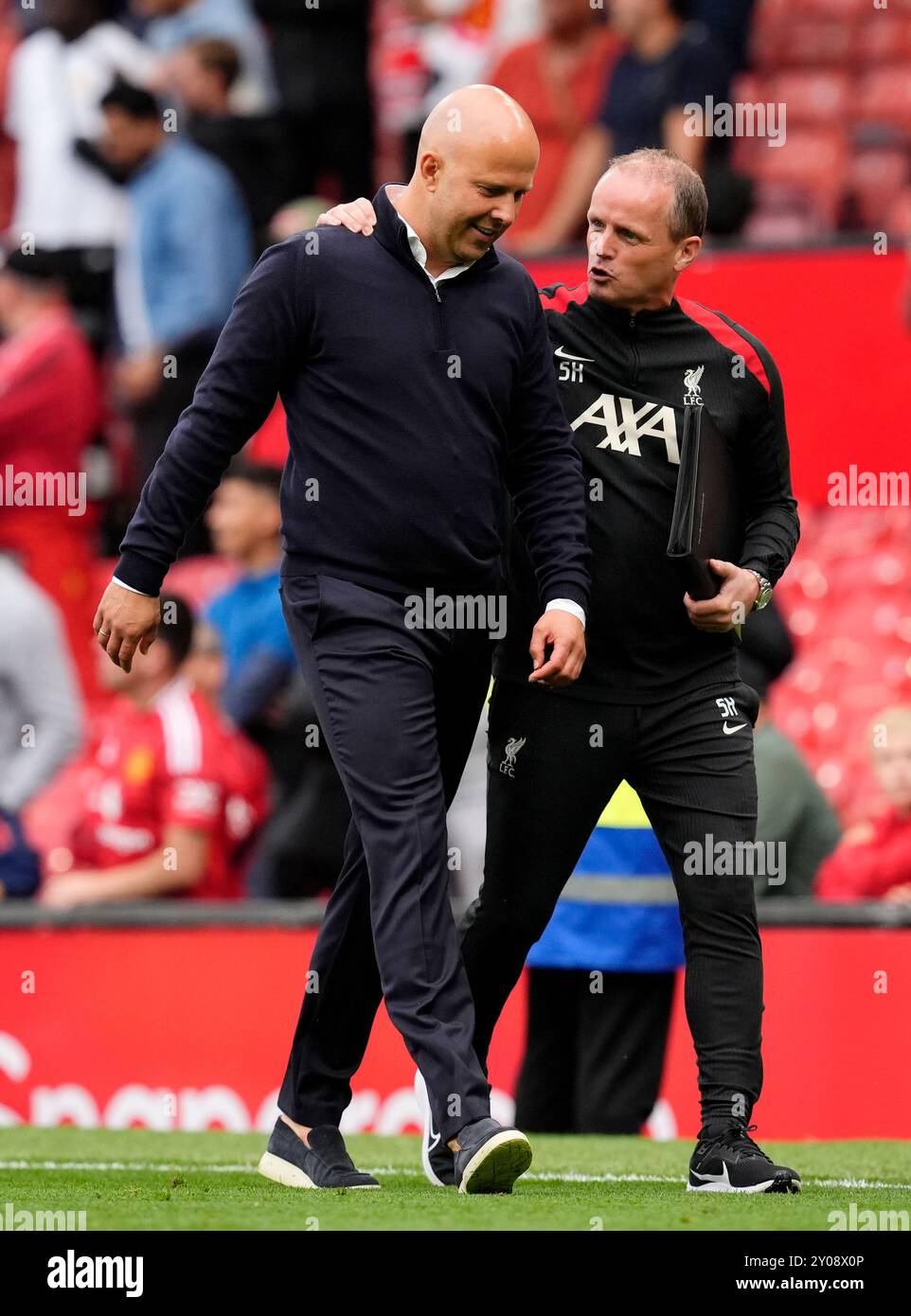 Liverpool manager Arne Slot (left) and Sipke Hulshoff, first assistant ...