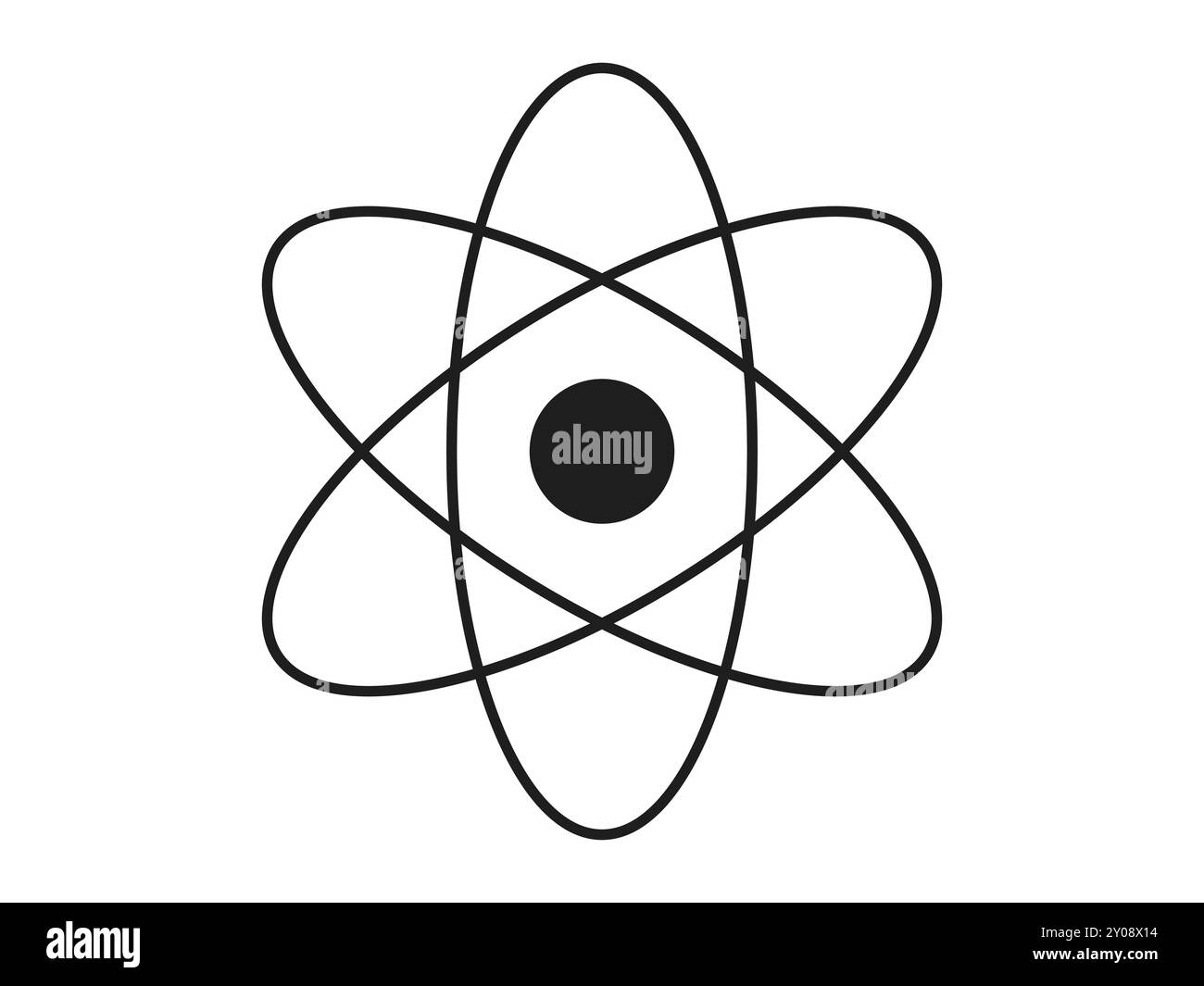 Black silhouette of an atom icon isolated on a white background ...
