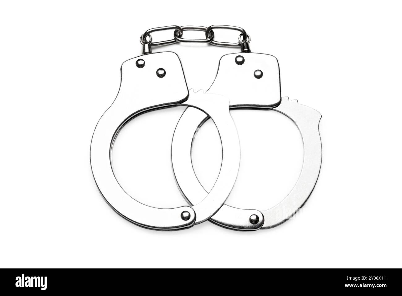 Crime law arrest police steel handcuffs isolated Stock Photo - Alamy