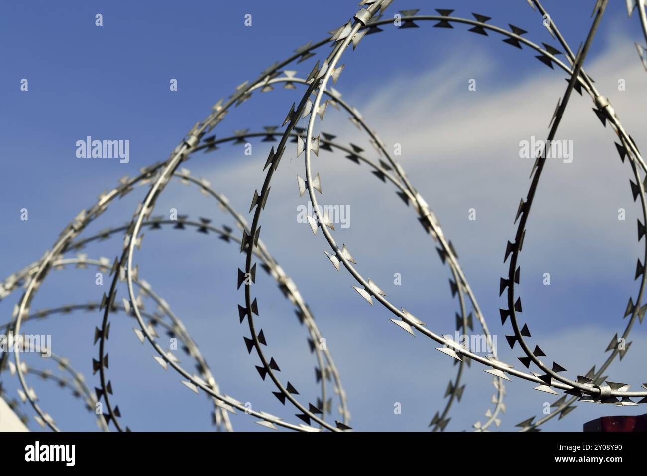 Closeup shot barbed wires hi-res stock photography and images - Alamy