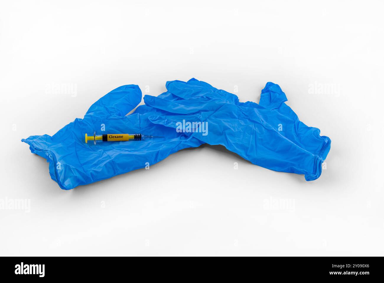 Heparin anticoagulant clexane medication syringe blue rubber surgical ...