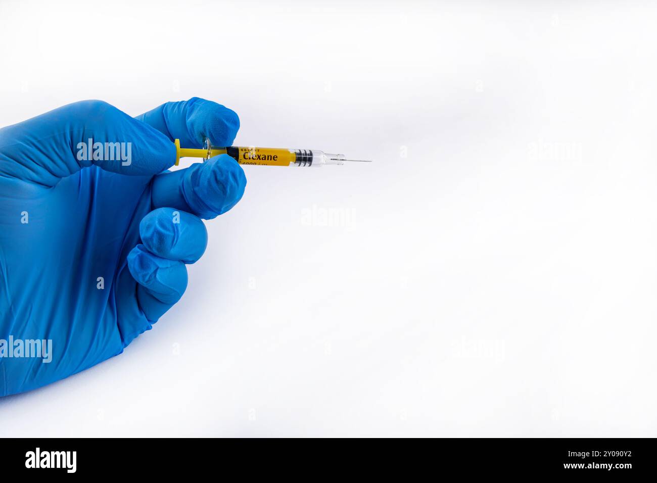 Heparin anticoagulant clexane medication syringe blue rubber surgical ...